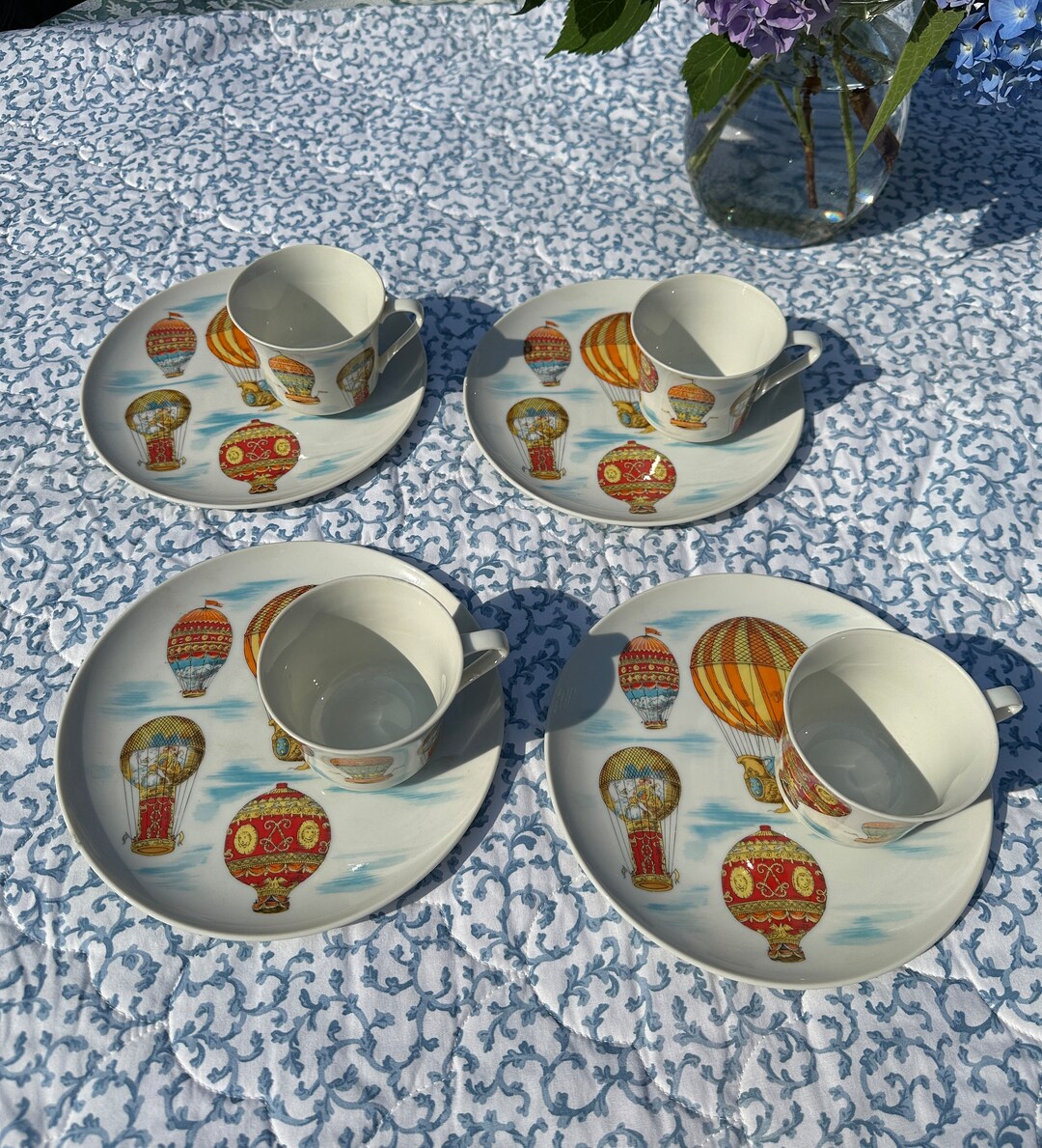 Vintage Hot Air Balloon Tea Cup and Saucer (set of 4) - Etsy