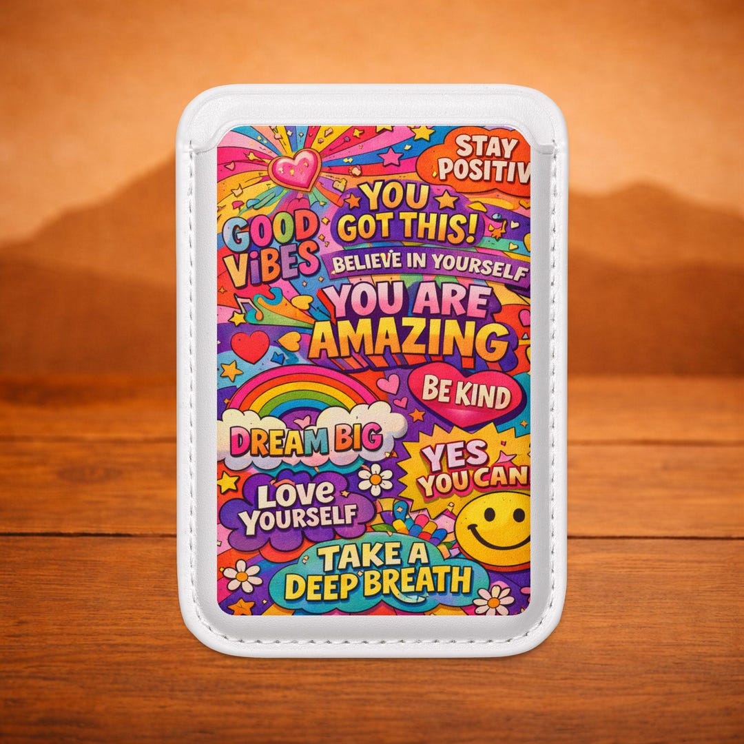 Positive Affirmations Colorful Collage Vegan Wallet | Magsafe ...