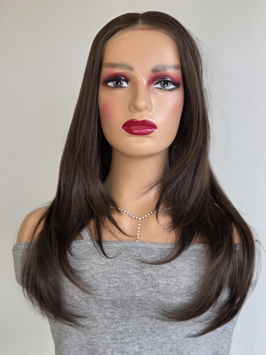 Maria 3082 - 13x3 Lace Front Wig: Layered Straight Hair, Natural Part ...