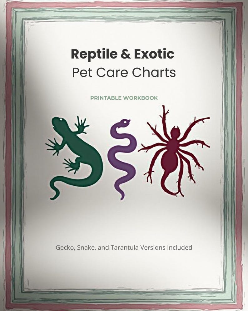 Reptile Care Charts Printable | Gecko, Snake, Tarantula Logbook ...