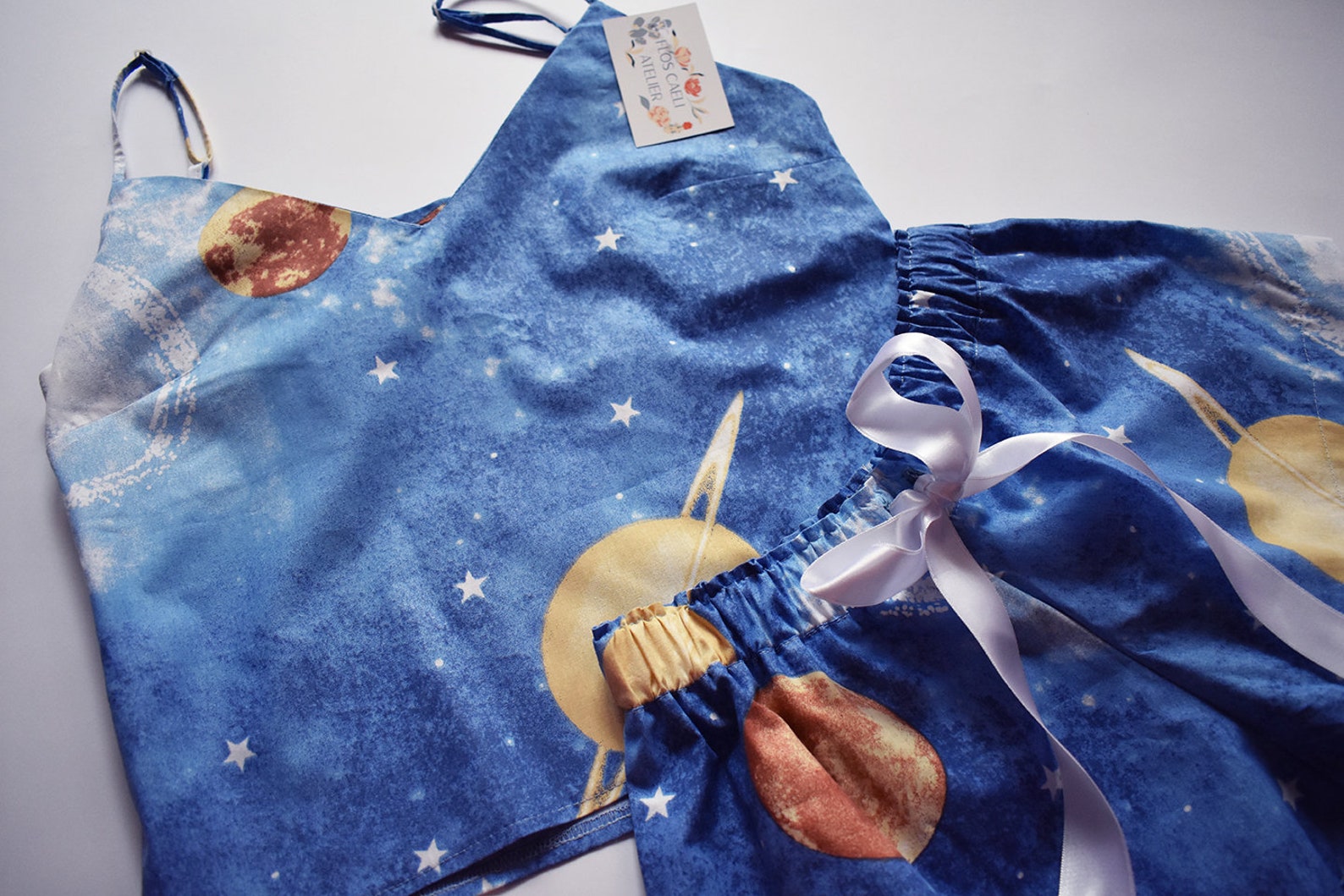 Galaxy Pajama Set Planets and Stars Print Space Cotton Pj - Etsy