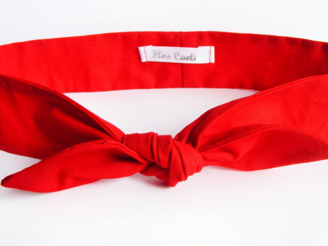 Bright Red Color Headband Cotton Bow Headband Vibrant Red - Etsy