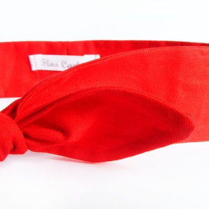 Bright Red Color Headband Cotton Bow Headband Vibrant Red Headband ...