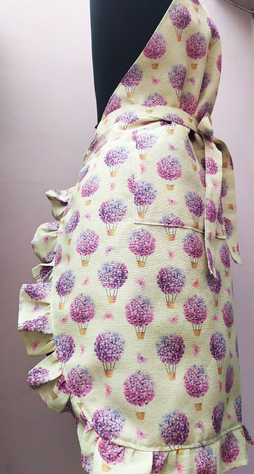 Lilac Balloon Apron Cotton Linen Cooking Women Apron - Etsy UK