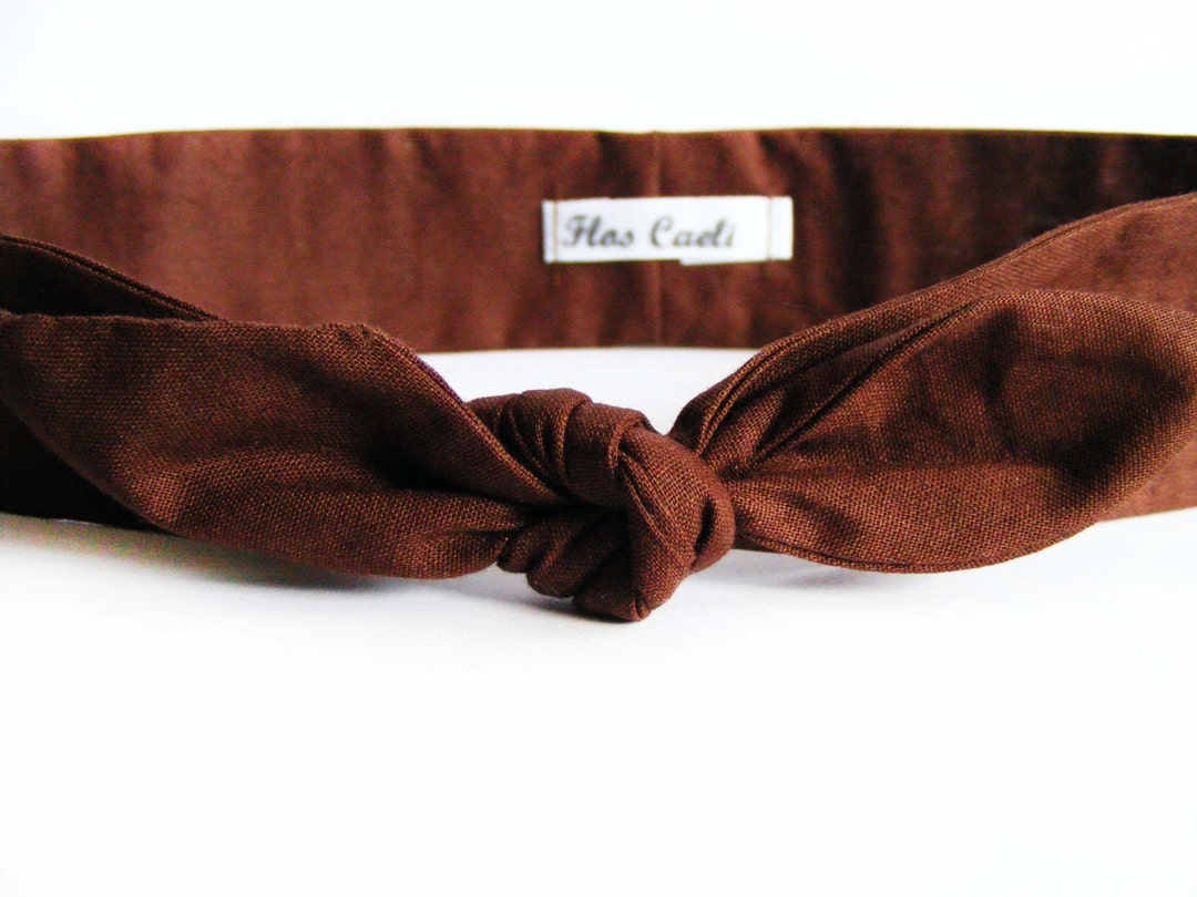 Chocolate Brown Headband Cotton Bow Headband Fabric Women Tie up Head ...