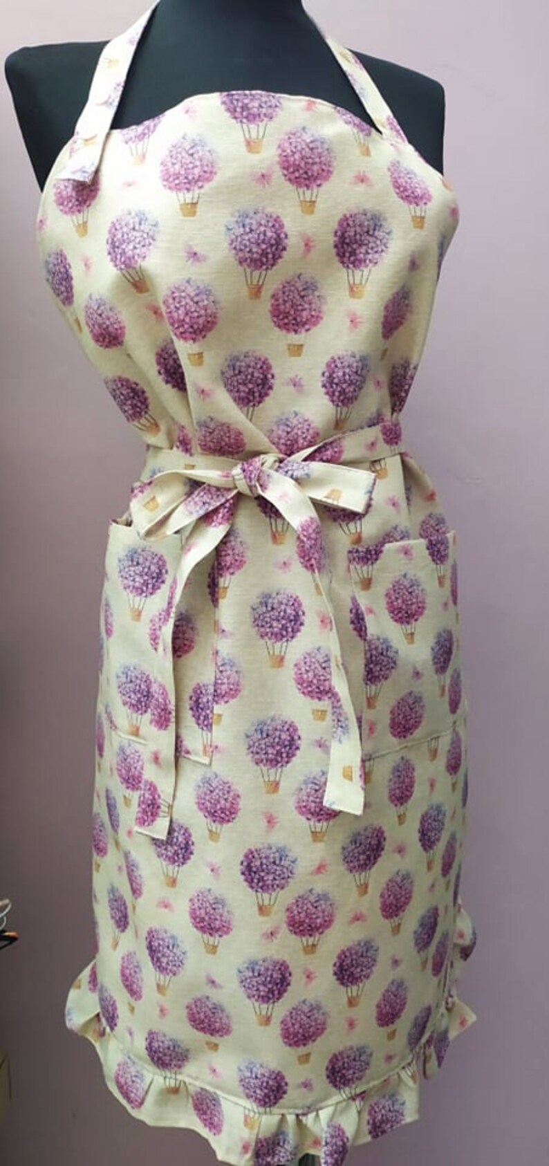 Lilac Balloon Apron Cotton Linen Cooking Women Apron - Etsy UK