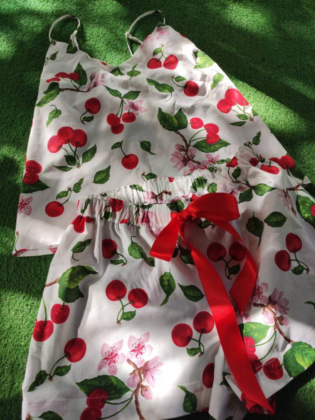 Cherry Pajama Set, Cotton Material, Cute Pjs, Comfortable Sleepwear ...