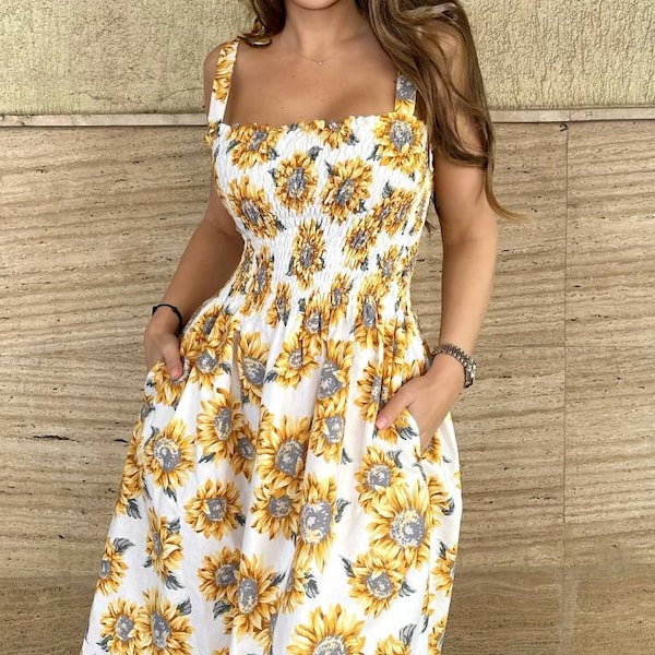 Sunflower Dress Women - Etsy