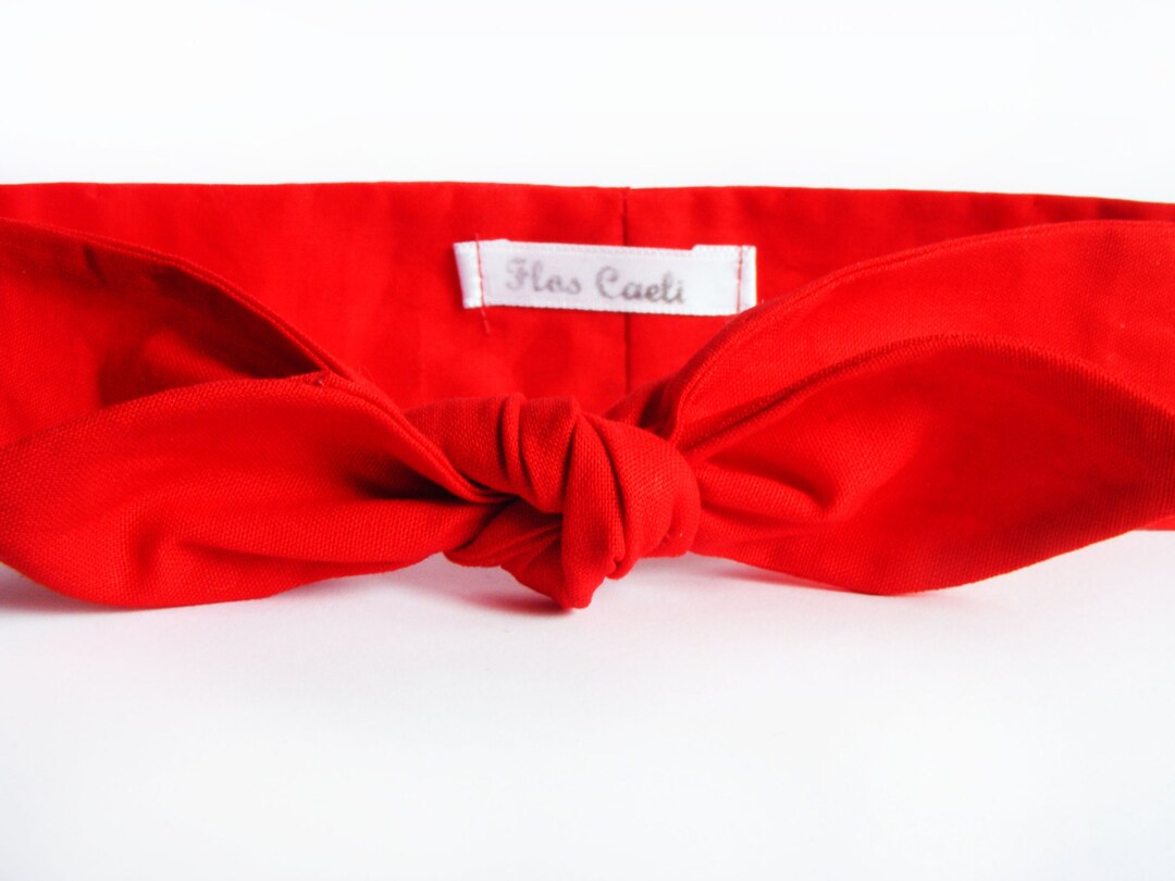 Bright Red Color Headband Cotton Bow Headband Vibrant Red Headband ...
