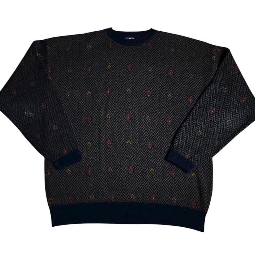 Vintage Herringbone Knit Crewneck Pullover Sweater Men's Large ...
