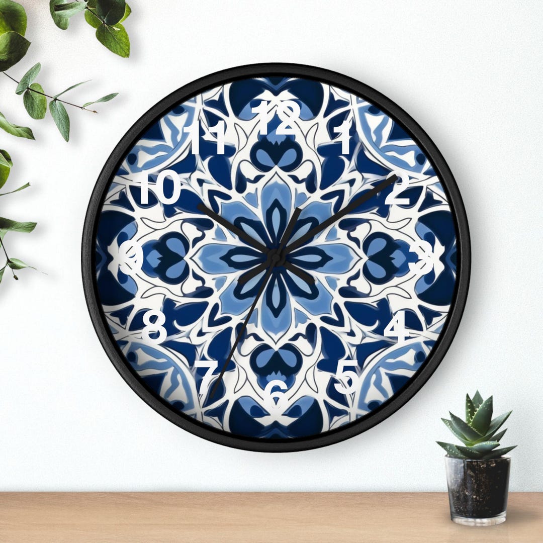 Ceramic Tile Scroll Wall Clock, Living Room Art Piece, Kitchen Wall ...