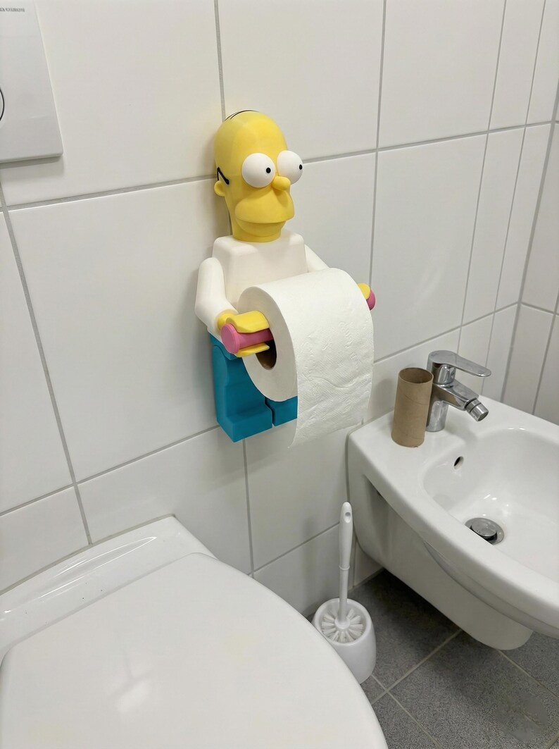 Homer Simpson Toilet Paper Holder STL, Funny Bathroom Decor, Large 40cm ...