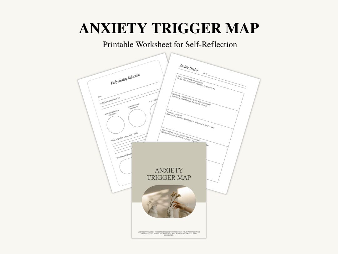 Anxiety Trigger Map Printable Worksheet | Mental Health Tracker PDF ...