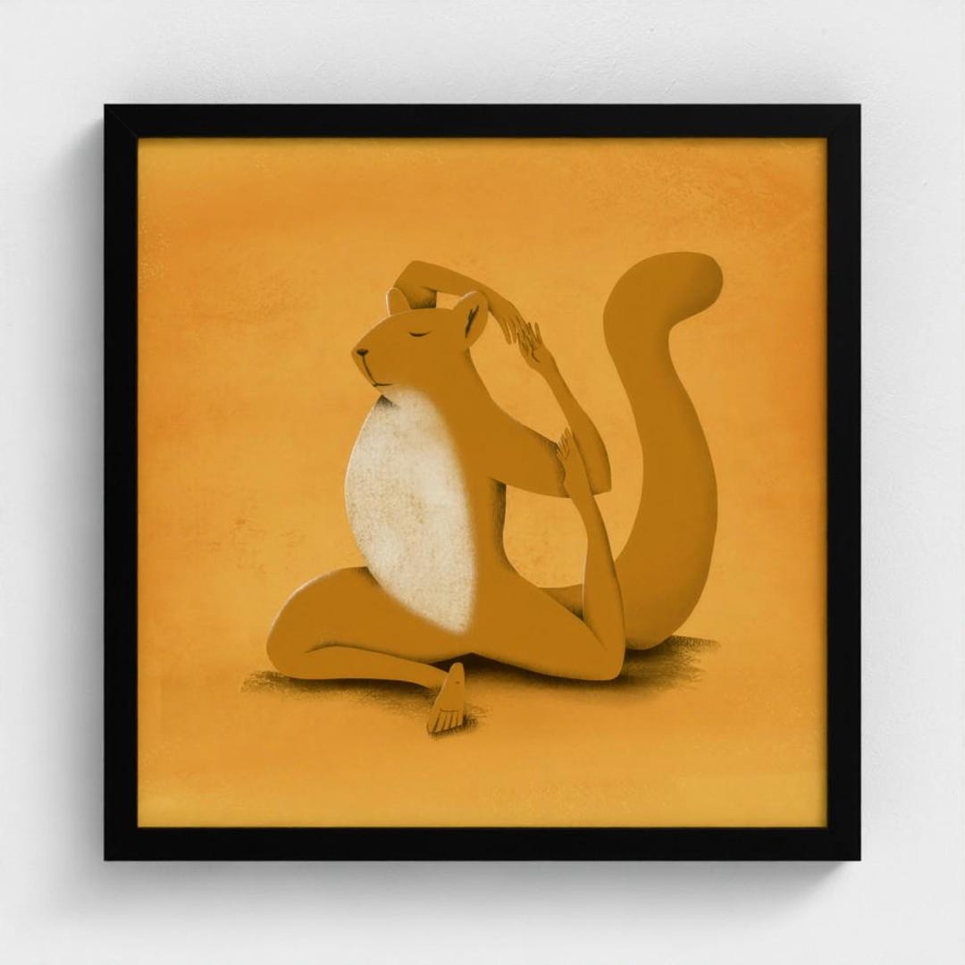 Squirrel Yoga Art Print • Mermaid Pose - Etsy