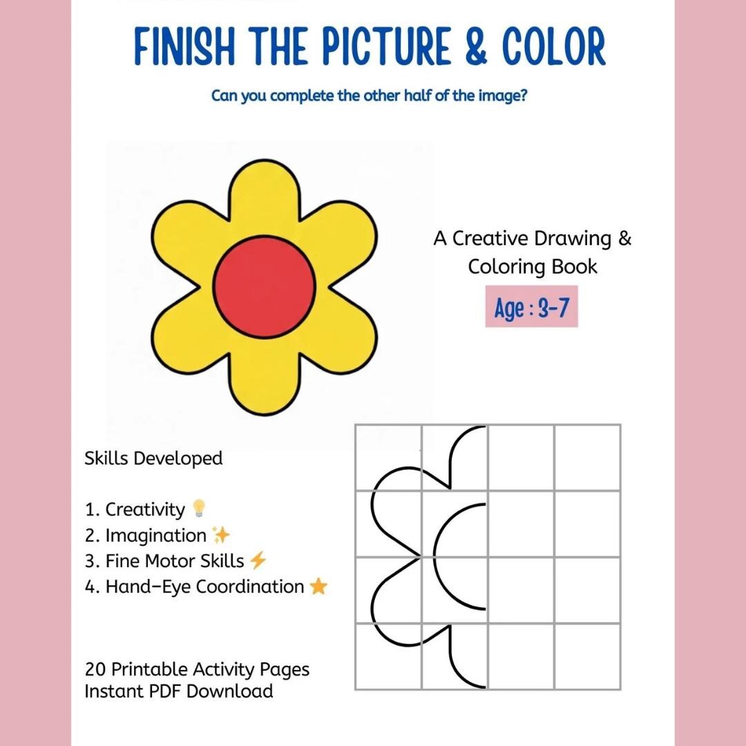 Complete the Picture Coloring Book, Kids Drawing Activity (PDF ...