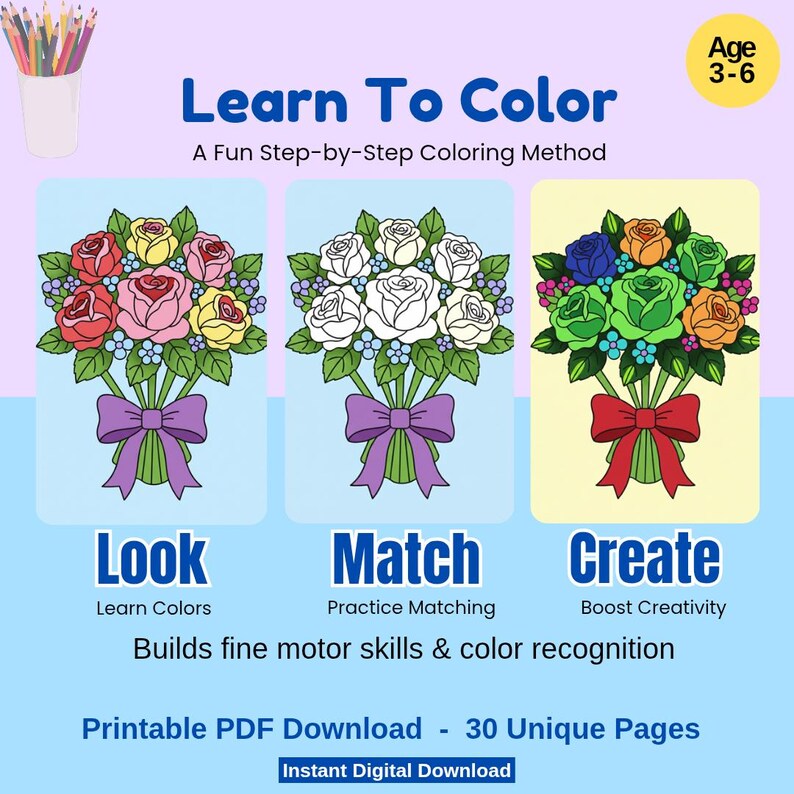 30 Printable Coloring Pages for Kids, Digital Coloring Book, Instant ...