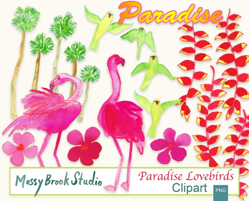 Flamingo Clipart/ Flamingo/ Beach Clipart/ Pink/ Tropical Clipart ...