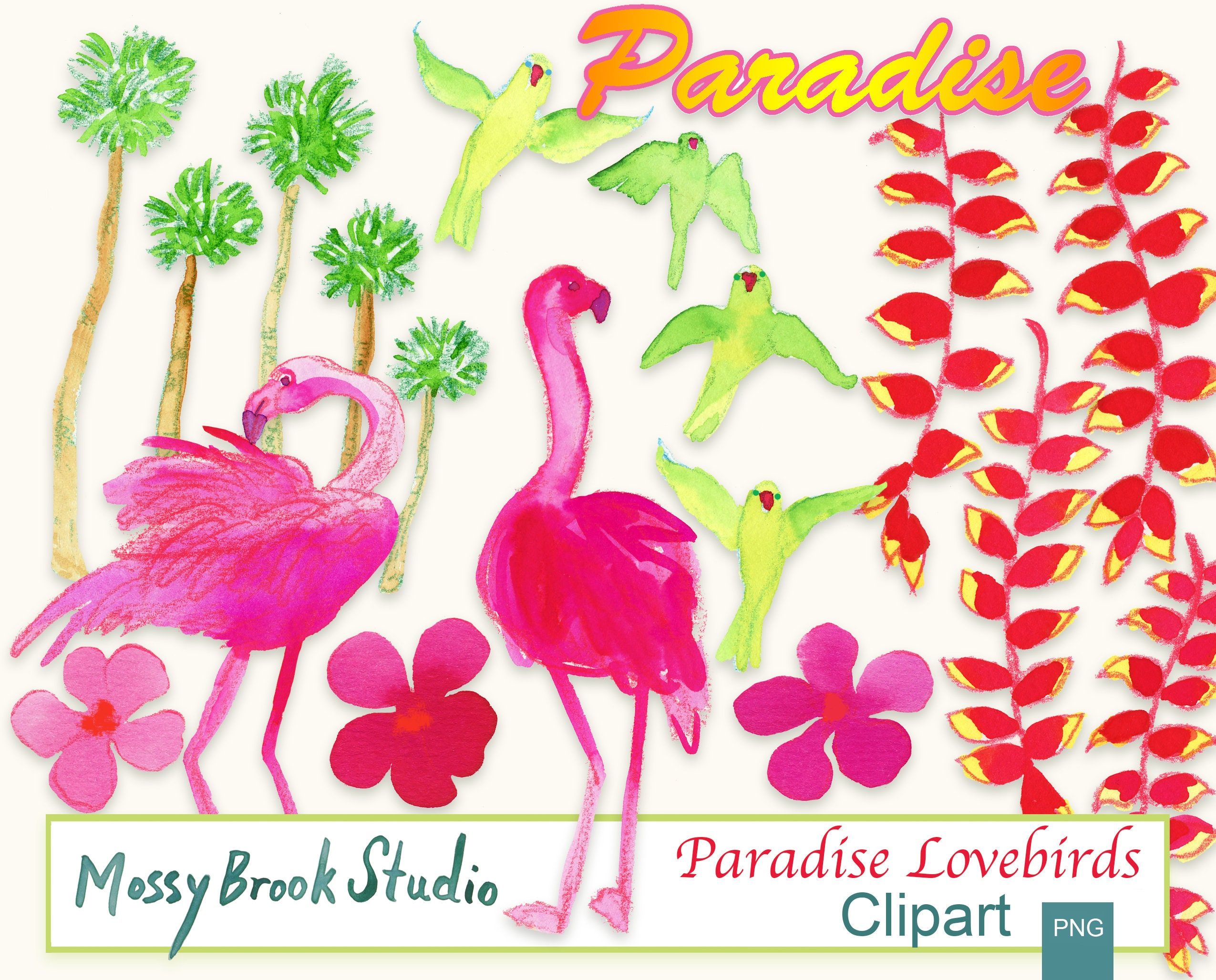 Flamingo Clipart/ Flamingo/ Beach Clipart/ Pink/ Tropical Clipart ...