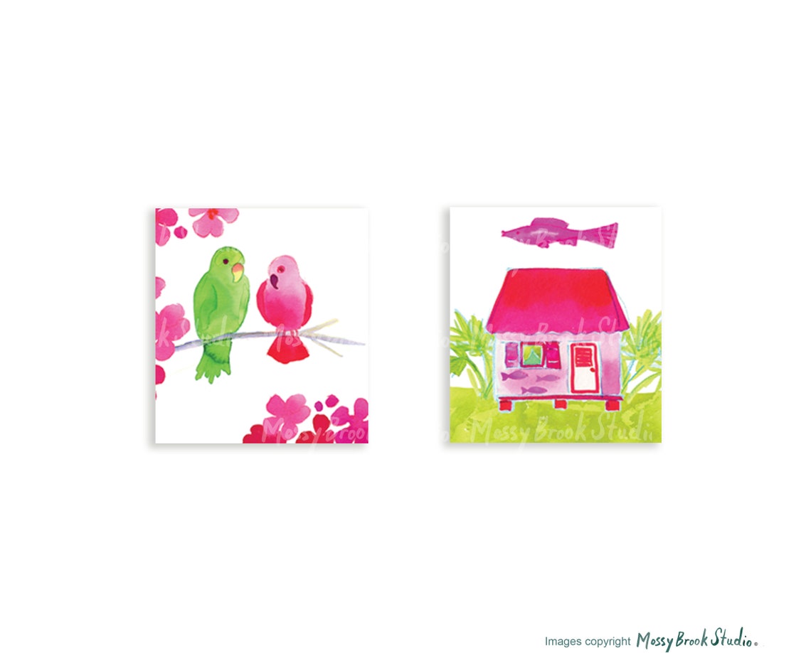Paradise Lovebirds Printable Scrabble Tile Images/ Tropical/ - Etsy