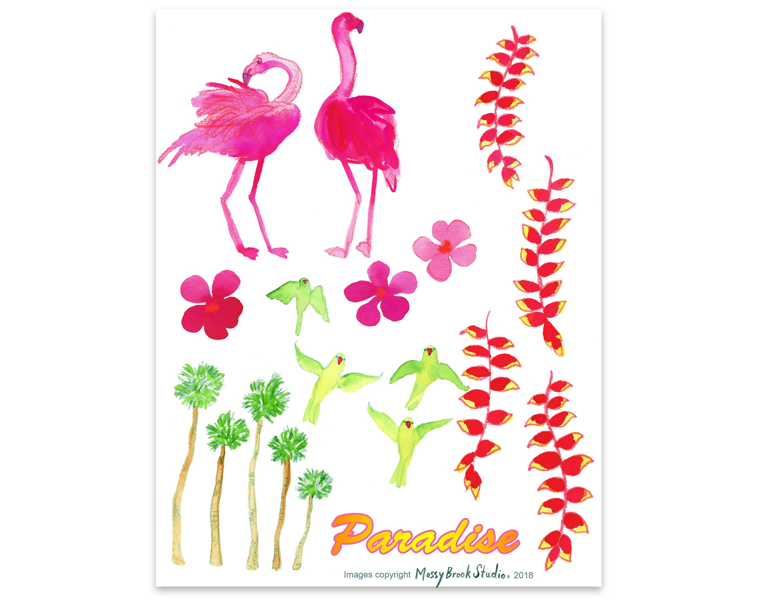 Flamingo Clipart/ Flamingo/ Beach Clipart/ Pink/ Tropical Clipart ...