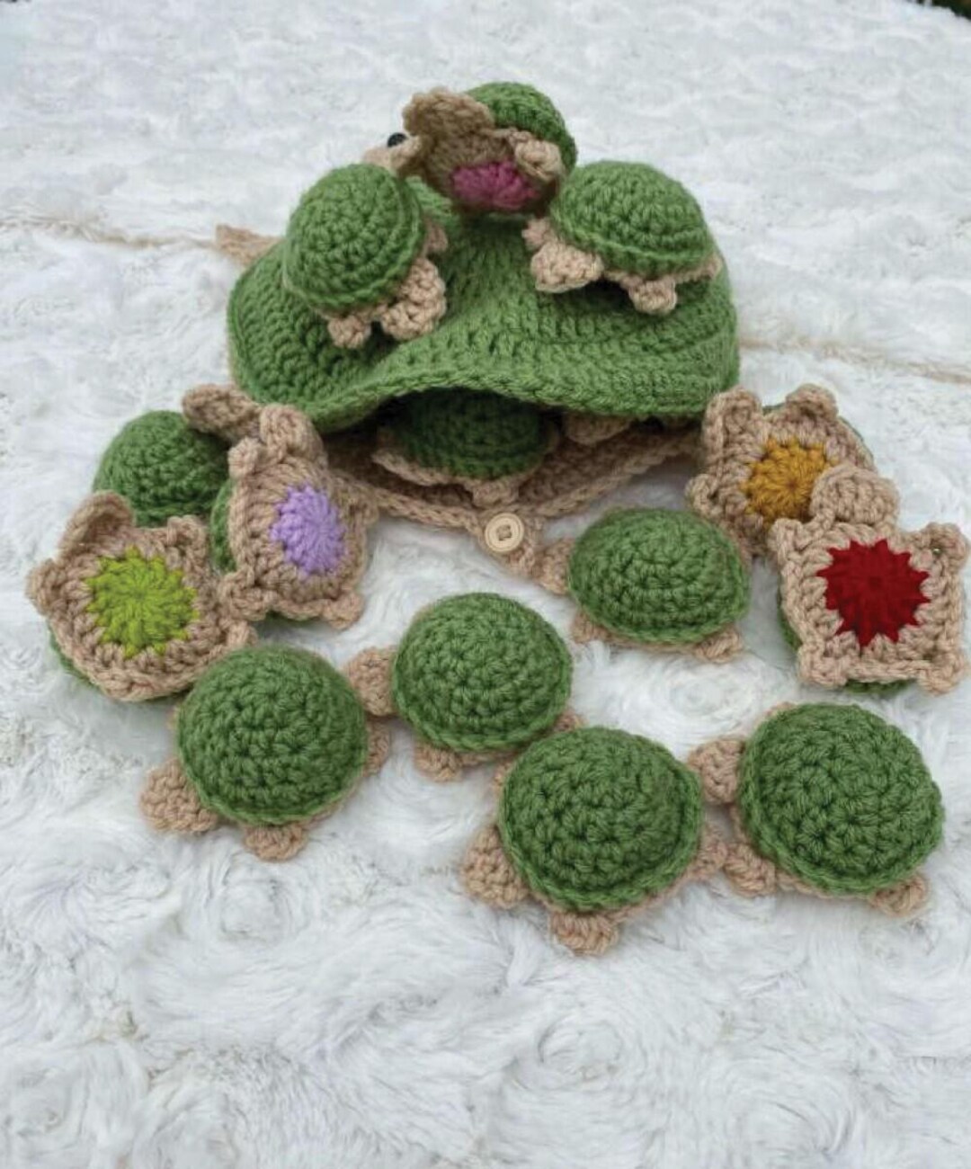 Pattern PDF Crochet Turtle Pouch With Mini Turtles - Cute Amigurumi ...