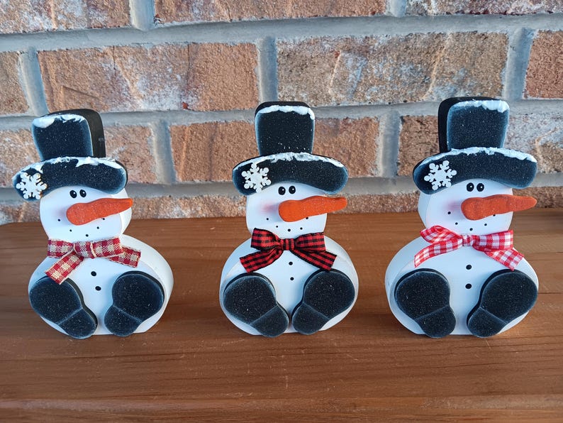 Winter Sitting Snowman With Boots Small Wood Snowman Tier Tray Decor ...
