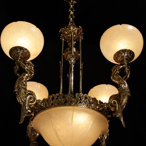 Chandelier Polished Bronze Alabaster Mermaid Sculptures Spain Alabaster ...