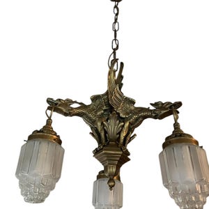 Art Deco Style Chandelier Light Fixture Gargoyles Bronze Gargoyle - Etsy