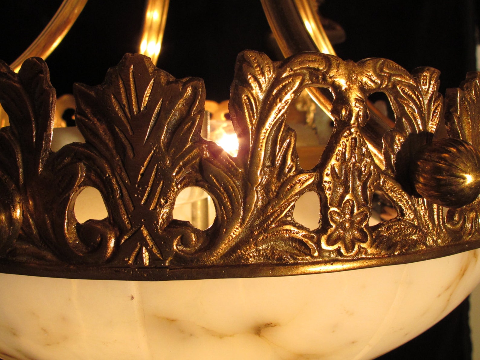 Large Art Deco Bronze & Alabaster Chandelier With Mermaid Sculptures by ...