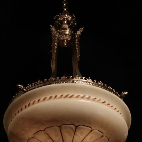 Chandelier Solid Bronze Real Alabaster With Mermaid Sculptures - Etsy