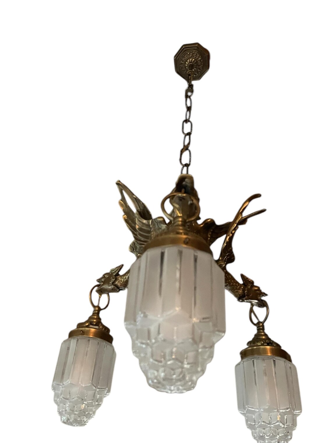 Art Deco Style Chandelier Light Fixture Gargoyles Bronze Gargoyle - Etsy