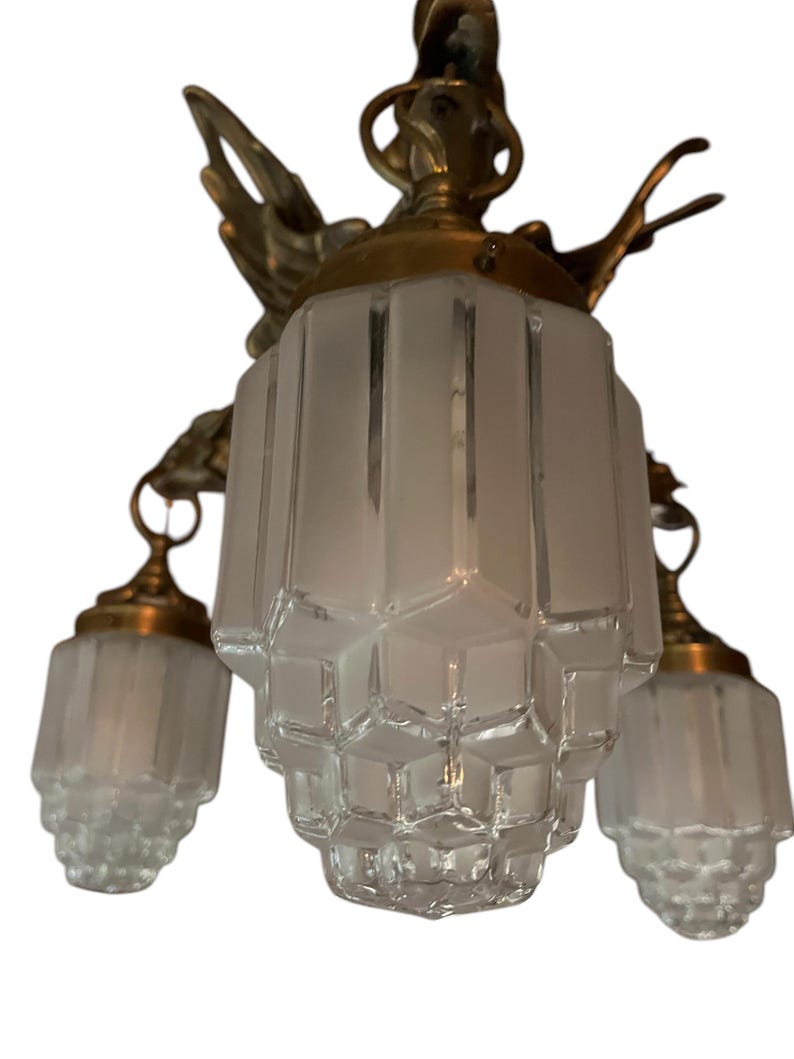Art Deco Style Chandelier Light Fixture Gargoyles Bronze Gargoyle - Etsy