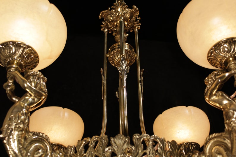Chandelier Polished Bronze Alabaster Mermaid Sculptures Spain Alabaster ...