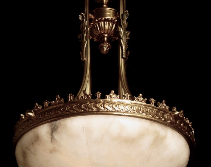 Pendant Chandelier Bronze and Real Alabaster Unique Piece by Sergio ...