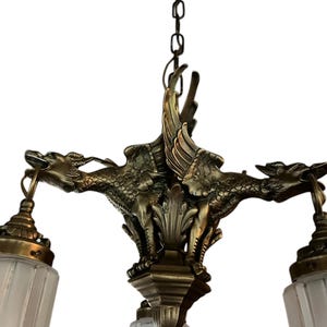 Art Deco Style Chandelier Light Fixture Gargoyles Bronze Gargoyle - Etsy