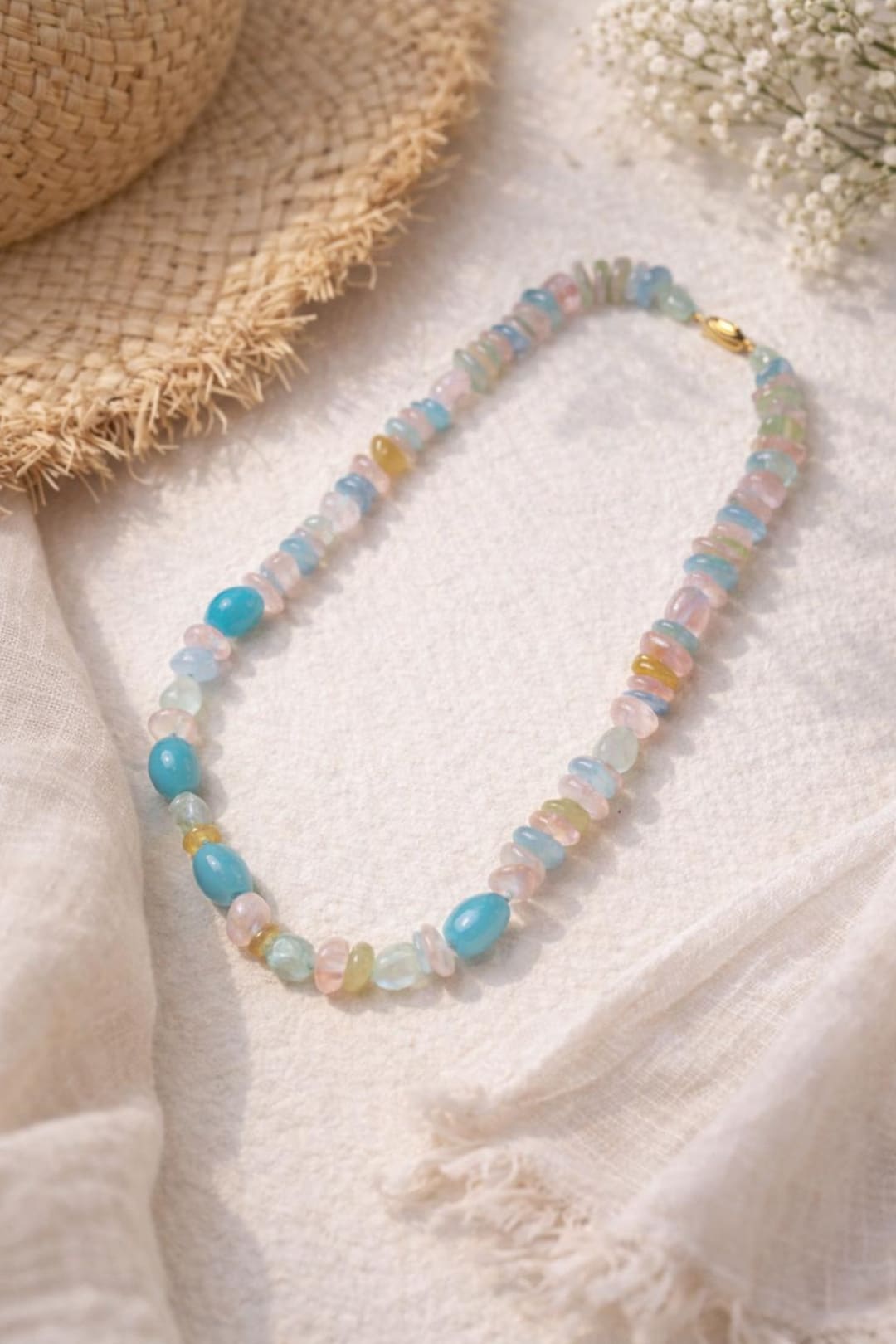 Natural Beryl Necklace With 9ct Yellow Gold Clasp - Etsy