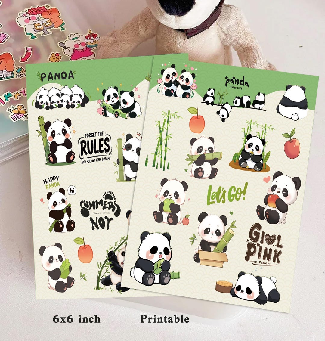 Panda Sticker Bundle – Printable PNG Stickers for Planners, Journals ...