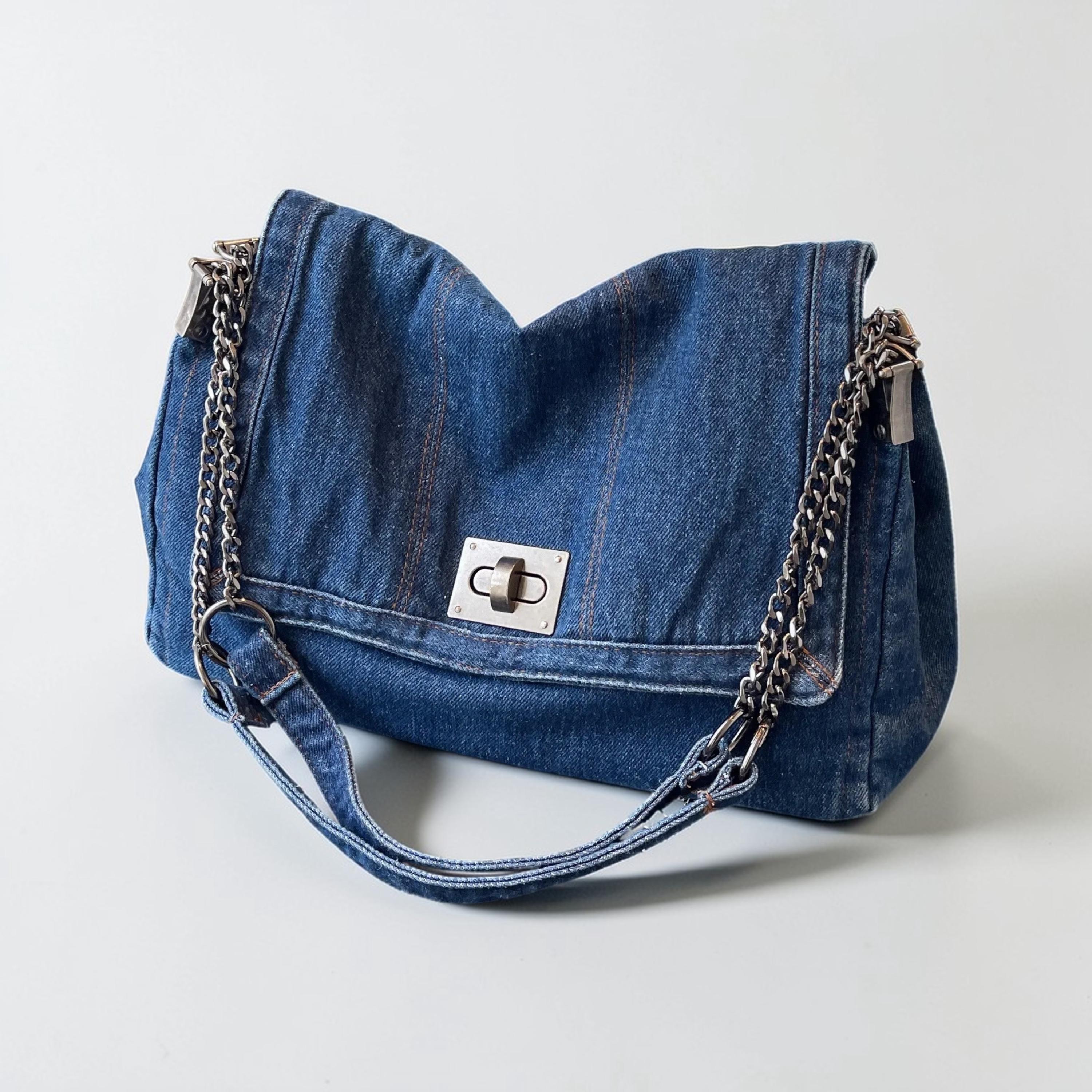 Denim Everyday Shoulder Tote: Trendy Crossbody Bag for Daily Wear - Etsy