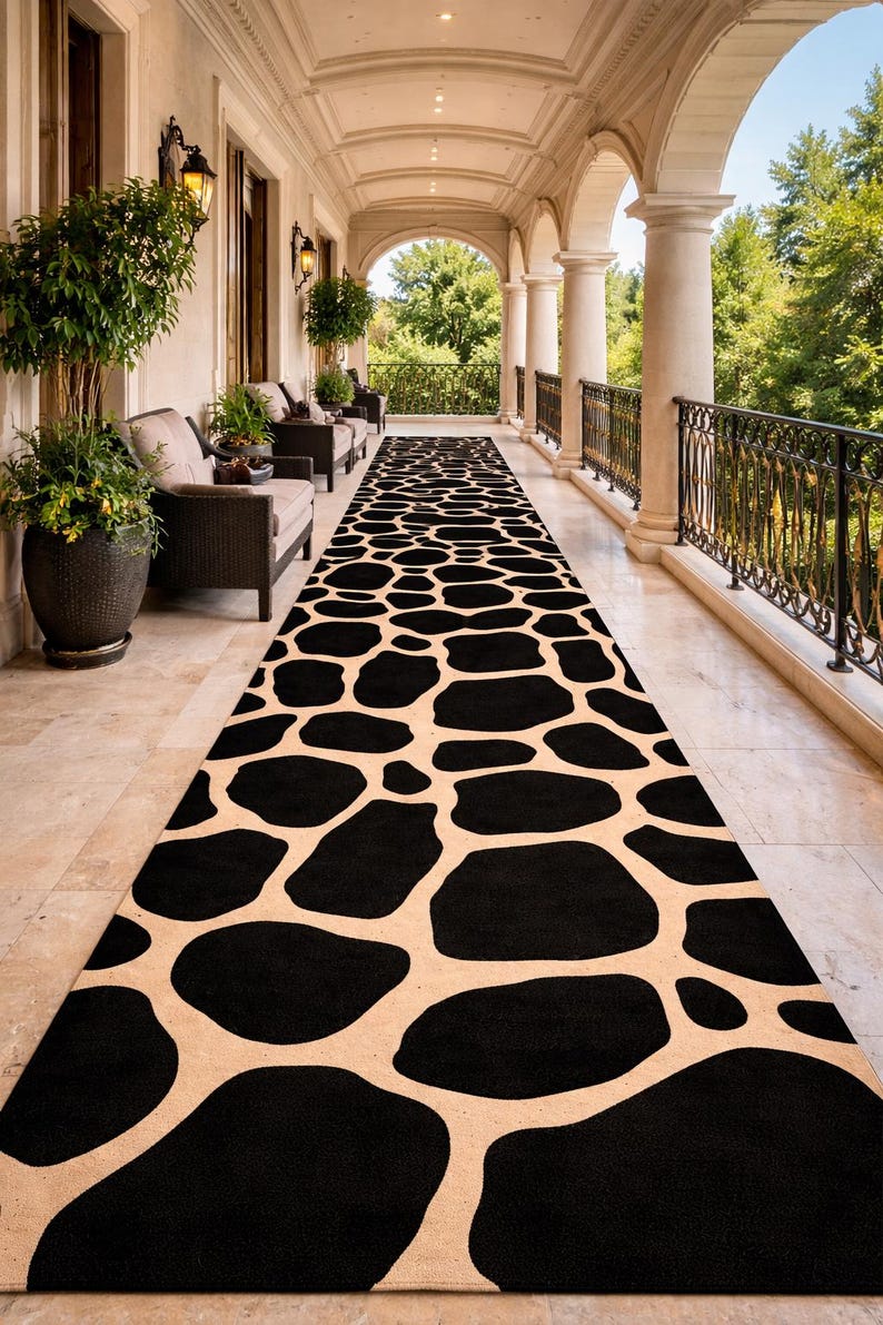 Luxury Hand Tufted Wool Stair Runner Rug | Modern Abstract Organic ...