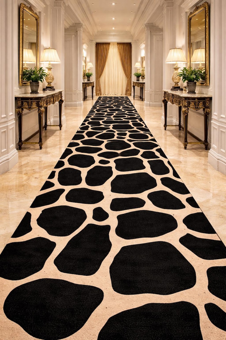 Luxury Hand Tufted Wool Stair Runner Rug | Modern Abstract Organic ...