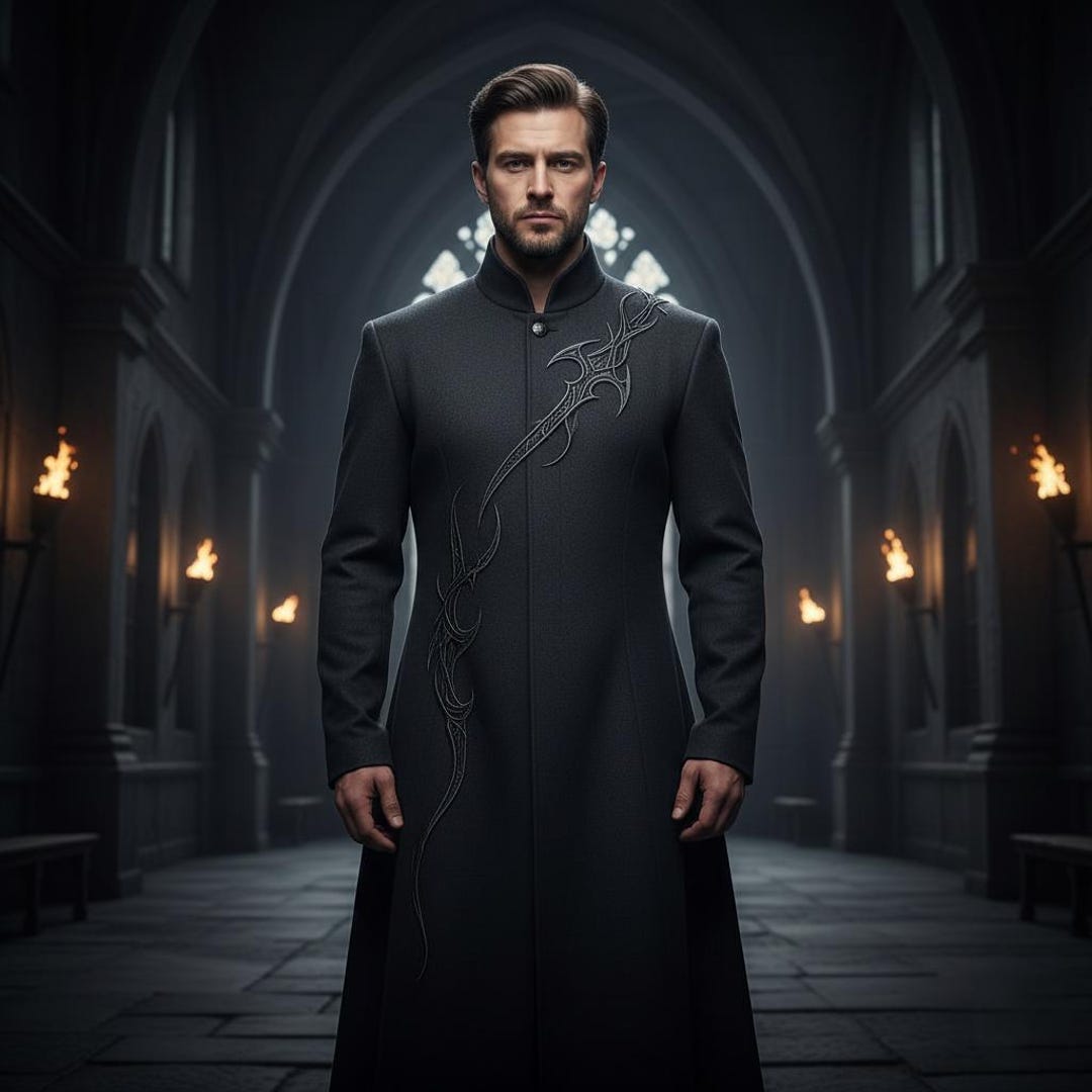 Viking Men’s Long Coat | Nordic Rune Inspired Jacket | Midgard Warrior ...