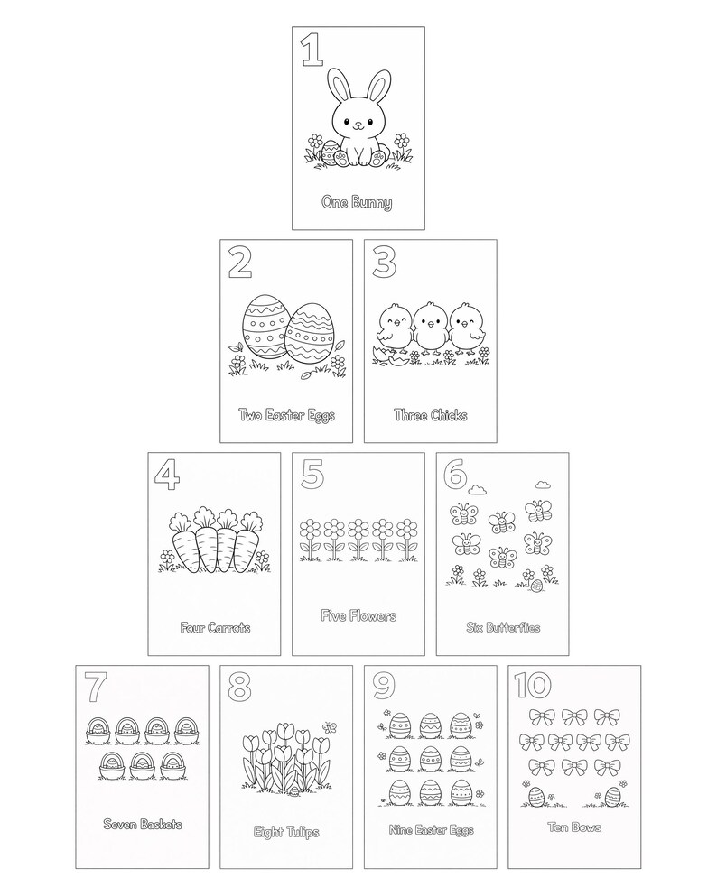 Easter Numbers 1-10 Coloring Pages, Printable Preschool Activity, PDF ...