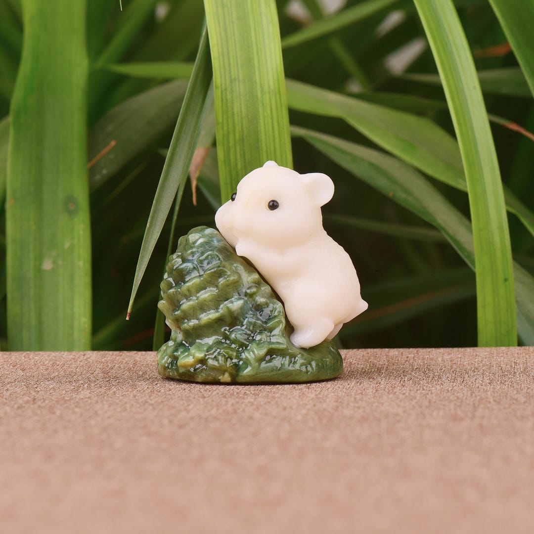Natural White Marble Carved Hamster - Crystal Carved Small Animal ...