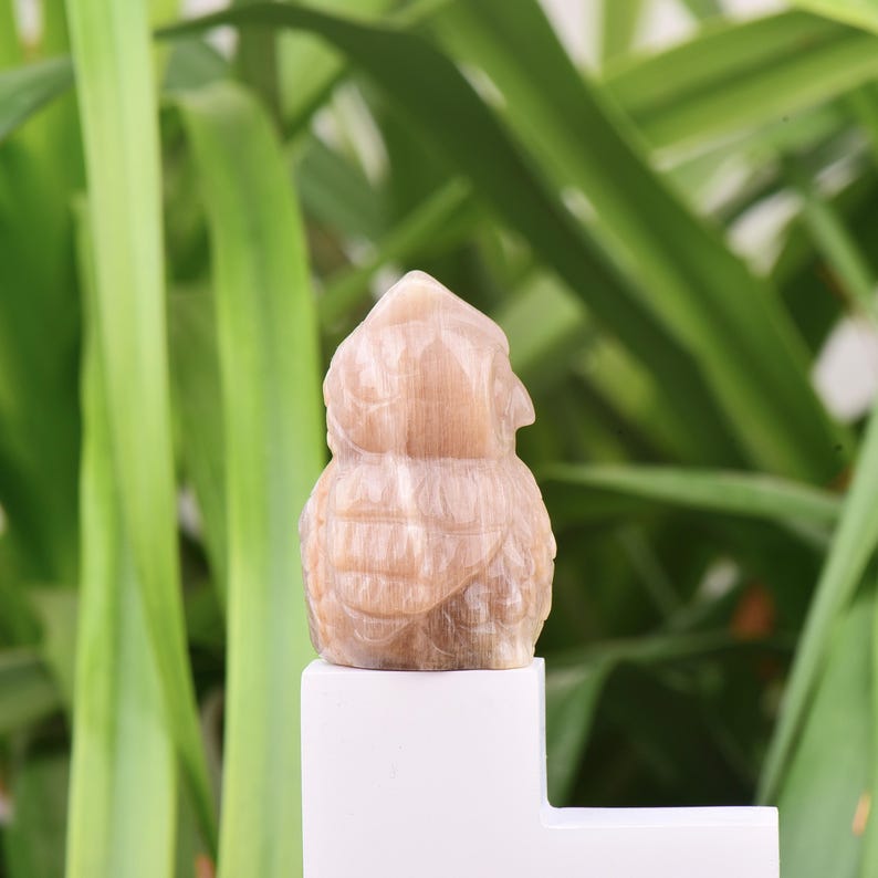 Hand Carved Moonstone Owl Statue - Mystical Crystal Decor - Etsy