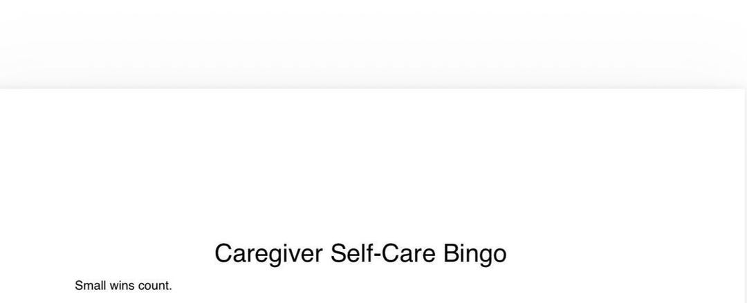 Caregiver Self-care Bingo | Fun Printable for Caregivers PDF - Etsy