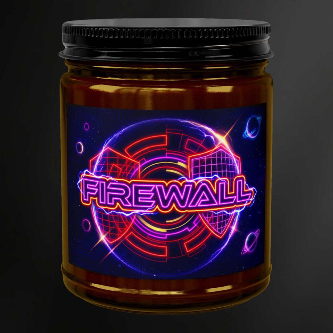 Shield Glow Firewall Candle - Natural Soy Wax - Neon Computer Desk ...