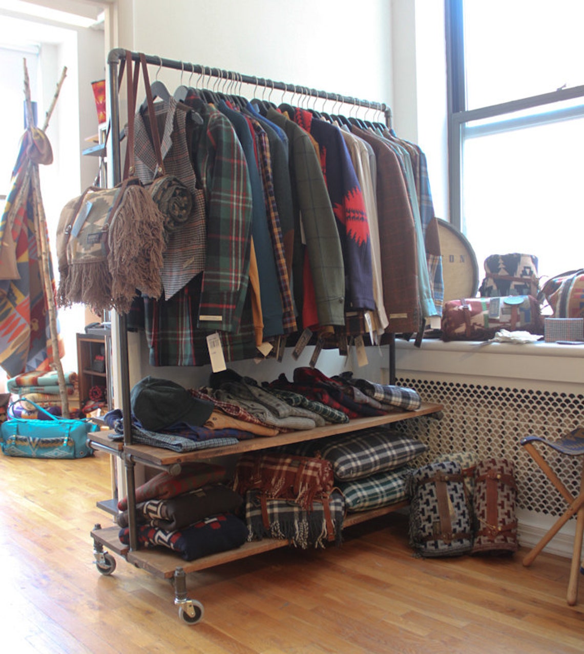 Clothing Rack With Double Shelves - Etsy