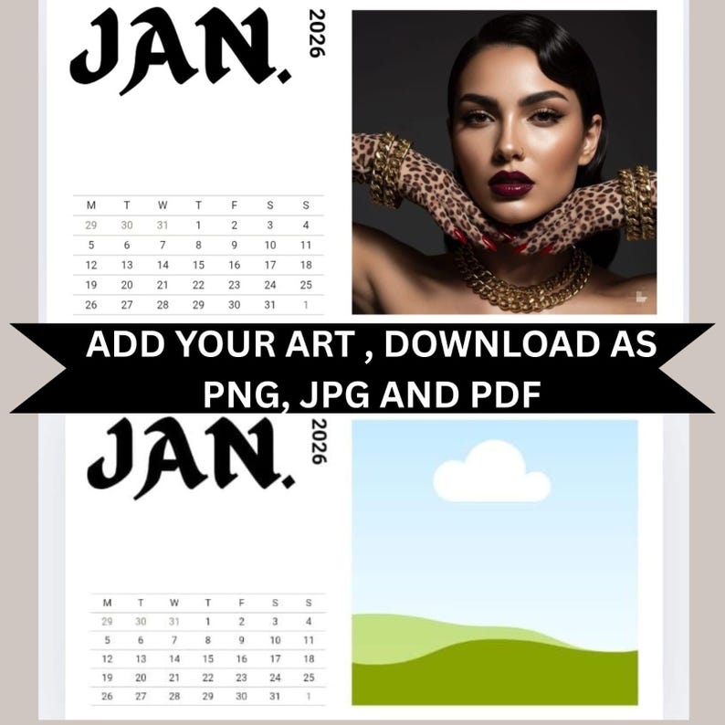 Editable 2026 Wall Calendar Template | Custom Artwork Planner Pages ...