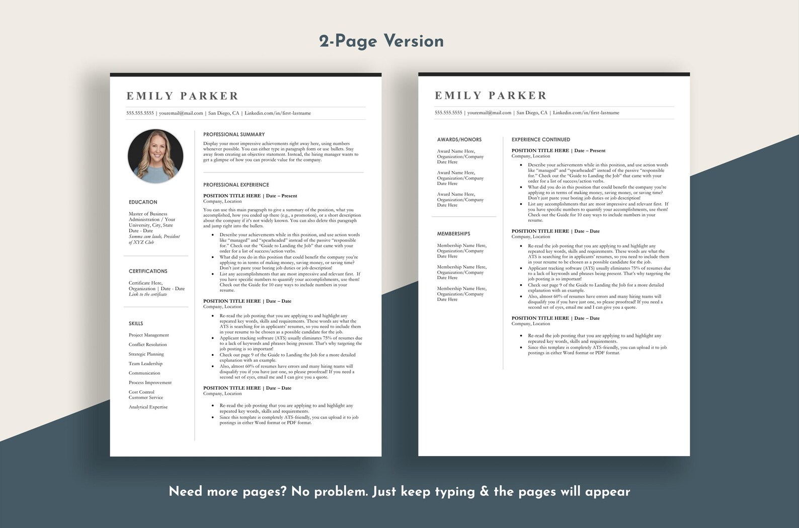 Resume Template: 1 & 2 Column Resume With Photo to Make a Lasting ...