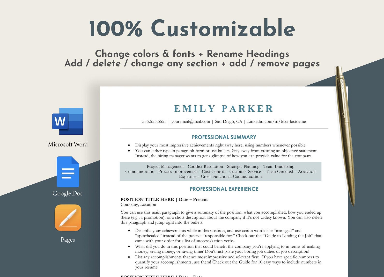 Resume Template Design: High ATS Scored Resume Design Template to Help ...